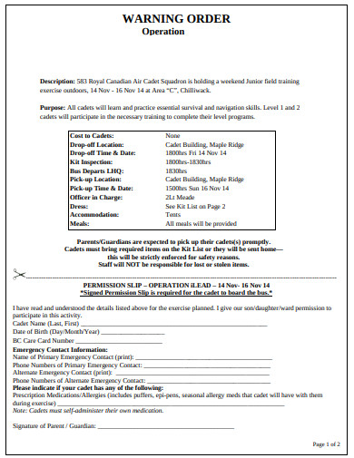 17+ Warning Order Templates - PDF, DOC