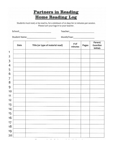 13+ Reading Log Sheet Templates in PDF