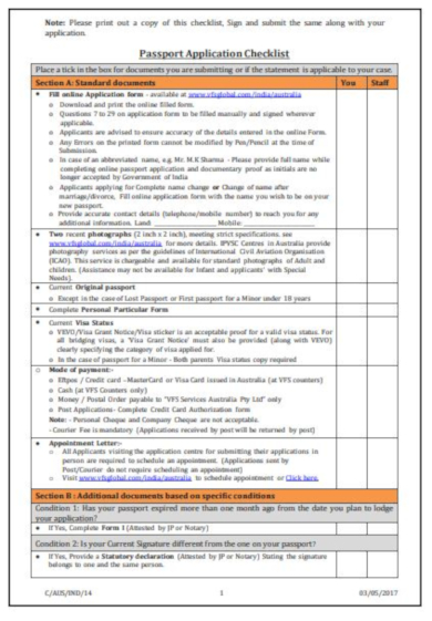 14 Application Checklist Templates Google Docs Word Pages PDF