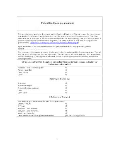 21+ Feedback Questionnaire Templates in PDF