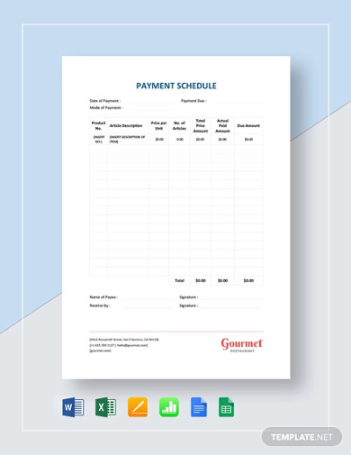 34+ Payment Schedule Templates - Word, Excel, PDF