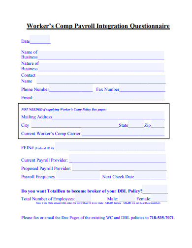 8+ Payroll Questionnaire Templates in PDF | DOC