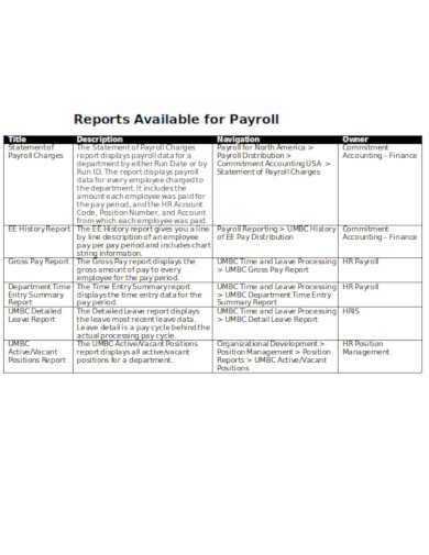 10+ Payroll Report Templates in PDF | DOC
