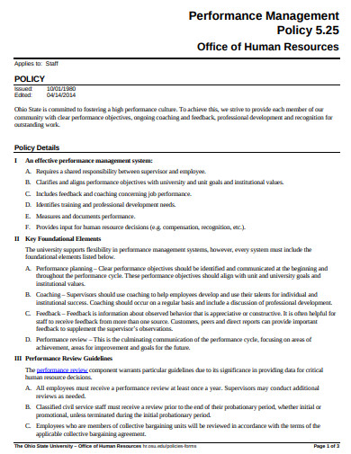 11 Performance Policy Templates In PDF DOC