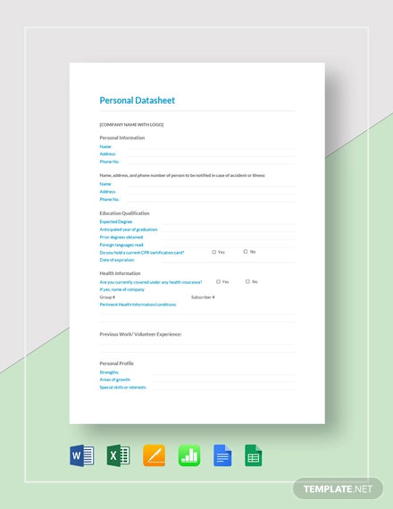 31+ Data Sheet Templates - Word, PDF, Google Docs, Apple Pages