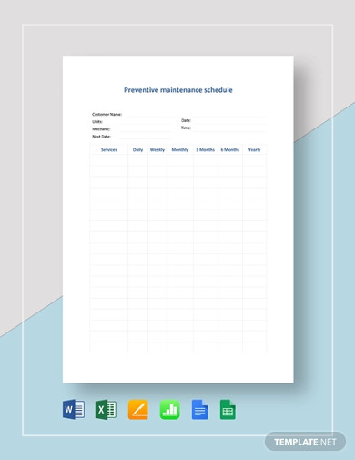 35+ Preventive Maintenance Schedule Templates - Word, Excel, PDF