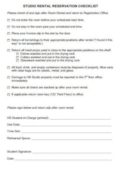 10+ Reservation Checklist Templates - Google Docs, Word, Pages, PDF