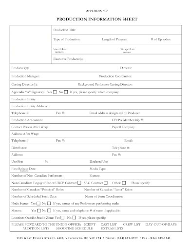 11+ Production Sheet Templates - Google Docs, Google Sheets, Excel ...