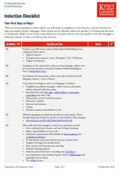 10+ Induction Checklist Templates - Google Docs, Word, Pages, PDF