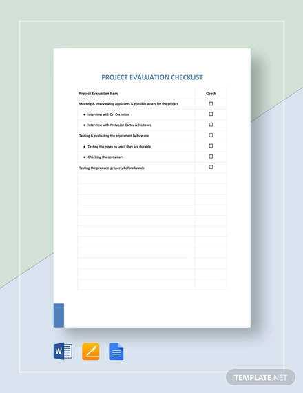 Project Evaluation Checklist Template - 7+ Free Word, PDF Documents ...