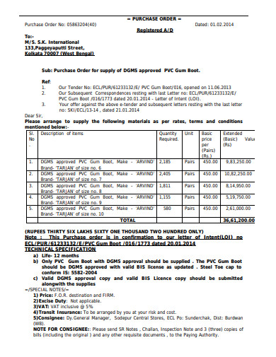 9+ Purchase Order Letter Templates in Google Docs | Word | Pages | PDF