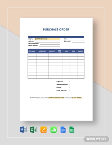 19+ Simple Purchase Order Templates in Google Docs | Google Sheets ...
