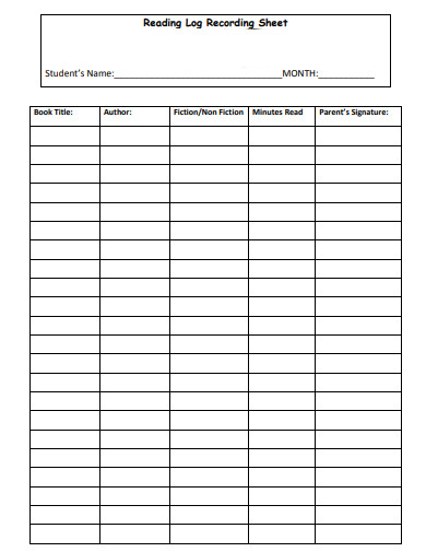 13+ Reading Log Sheet Templates in PDF