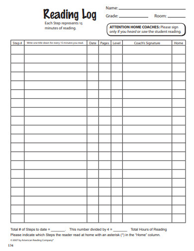 13+ Reading Log Sheet Templates in PDF