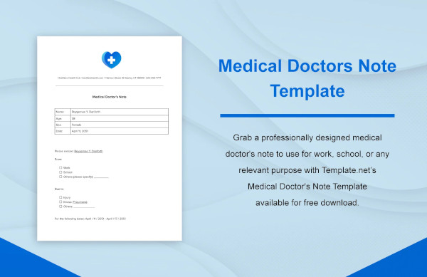 Free 14+ Printable Doctor's Note for Work Templates, PDF, Word