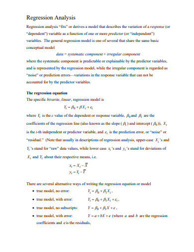 6+ Regression Analysis Templates in PDF | Word | Pages | Google Docs | XLS
