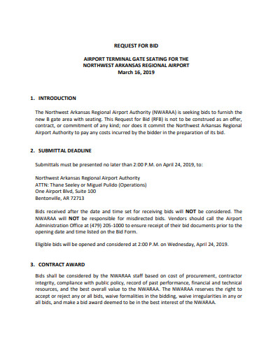 7+ Request for Bid Templates in PDF