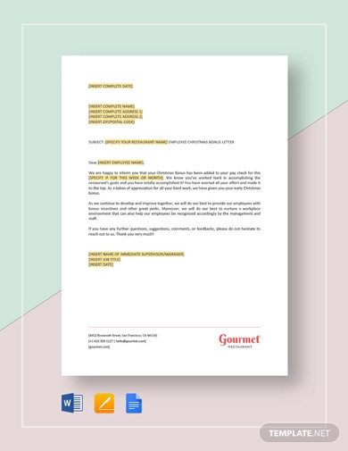 FREE 9+ Bonus Letter Templates in Google Docs | Word | Pages | PDF