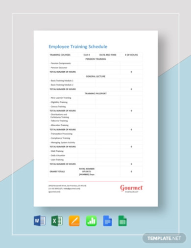 6+ Employee Training Schedule Templates in Google Docs | Google Sheets ...