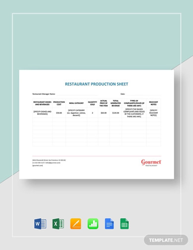 11+ Production Sheet Templates - Google Docs, Google Sheets, Excel ...