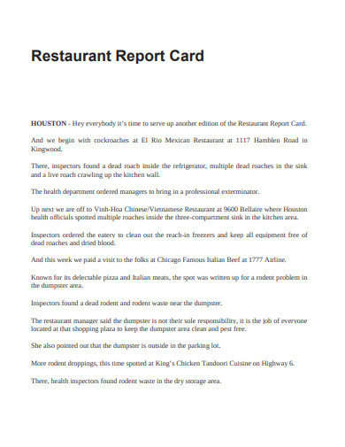 21+ Restaurant Report Templates in Google Docs | Word | Pages | PDF