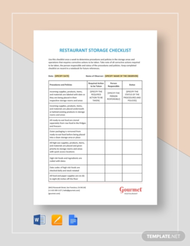 10+ Storage Checklist Templates - Google Docs, Word, Pages, PDF