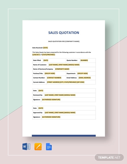 Sales Quotation Template - 10+ Free Samples, Examples Format Download
