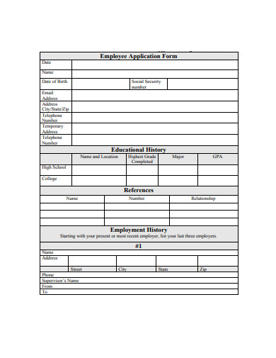10+ Employee Application Form Templates in Word | Pages | PDF