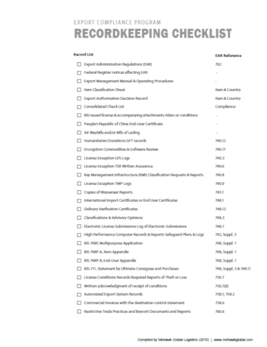 10+ Record Keeping Checklist Templates - PDF, Google Docs, Word, Pages