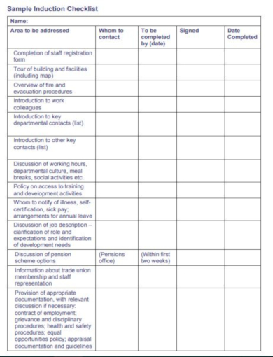 10+ Induction Checklist Templates - Google Docs, Word, Pages, PDF