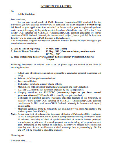 Interview Letter Templates - 31+ Free Word, PDF Documents Download