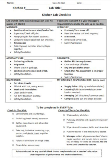 12+ Kitchen Checklist Templates - Google Docs, Word, Pages, PDF