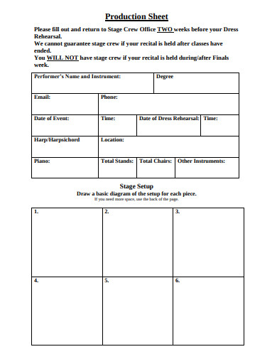 11+ Production Sheet Templates - Google Docs, Google Sheets, Excel ...