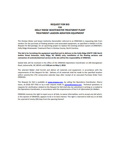 7+ Request for Bid Templates in PDF