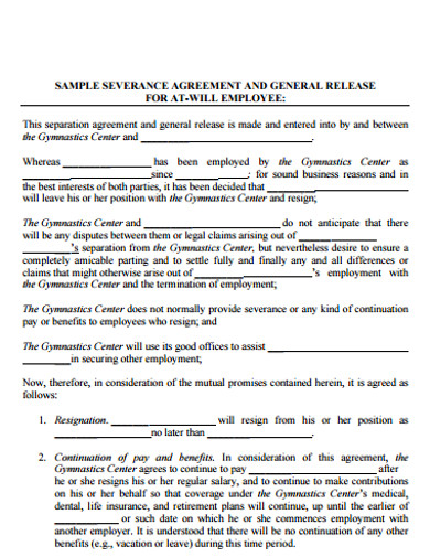 Mutual Separation Termination Severance Agreement Template PDF Template