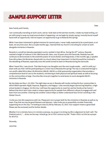 8+ Support Letter Templates in PDF | Google Docs | Word | Pages