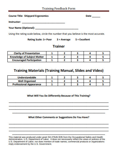 Course Feedback Form Template HQ Template Documents