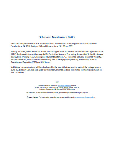 11+ Maintenance Notice Templates in PDF