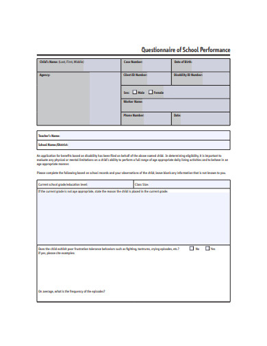 13+ School Questionnaire Templates - Google Docs, Word, Pages, PDF
