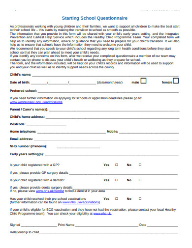 13+ School Questionnaire Templates - Google Docs, Word, Pages, PDF