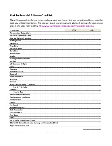 18 House Checklist Templates In Google Docs Word Pages PDF XLS