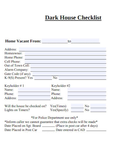 18+ House Checklist Templates in Google Docs | Word | Pages | PDF | XLS