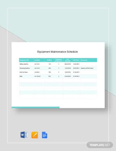 18+ Equipment Schedule Templates - Google Docs, Word, Pages, PDF