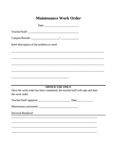 15+ Maintenance Work Order Templates in Google Docs | Google Sheets ...