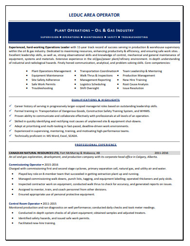 11+ Operator Resume Templates in Word | Pages | PDF