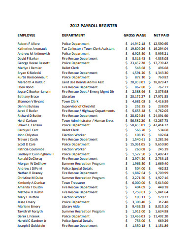 11+ Payroll Register Templates in PDF