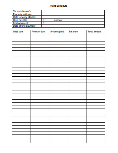 9+ Rent Schedule Templates in Google Docs | Google Sheets | XLS | Word ...