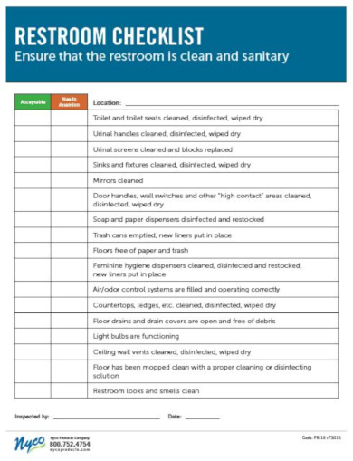 11 Restroom Checklist Templates Google Docs Word Pages PDF