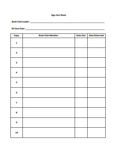 15+ Sign Out Sheet Templates - Google Docs, Google Sheets, Excel, Pages ...