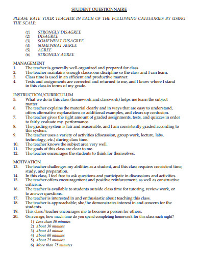 23+ Student Questionnaire Templates in Google Docs | Word | Pages | PDF